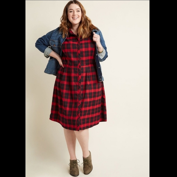 Modcloth | Dresses | Modcloth Jam Girl Shirt Dress In Cherry | Poshmark